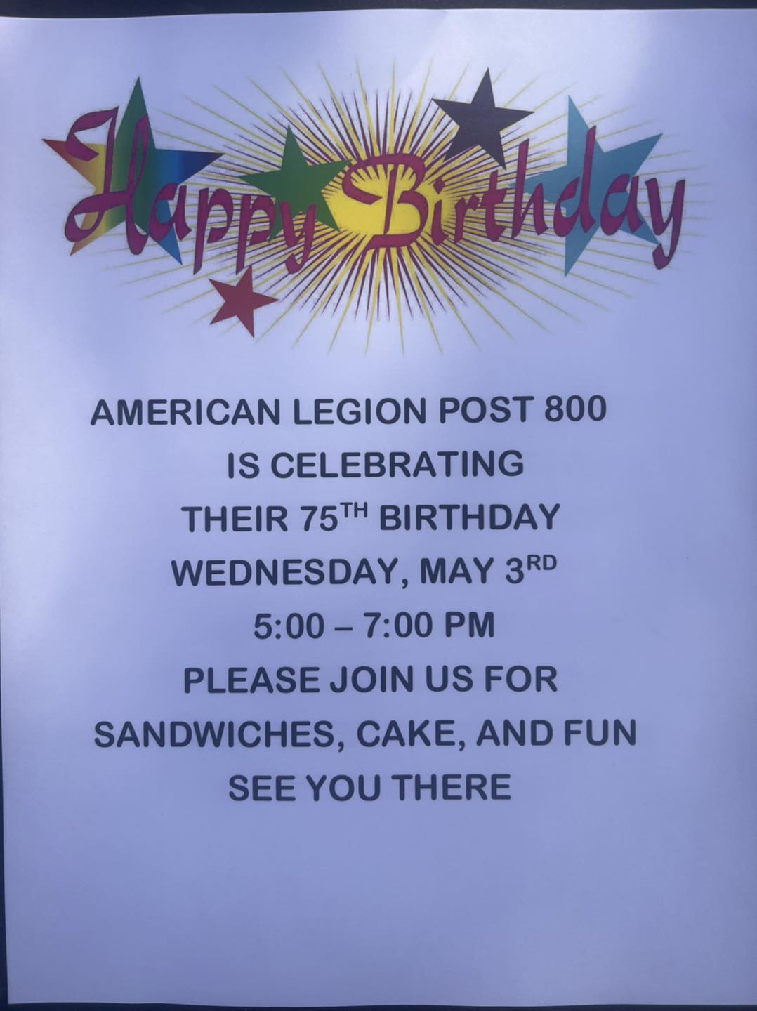 Post 800's 75thbirthday party@American Legion - Idyllwild