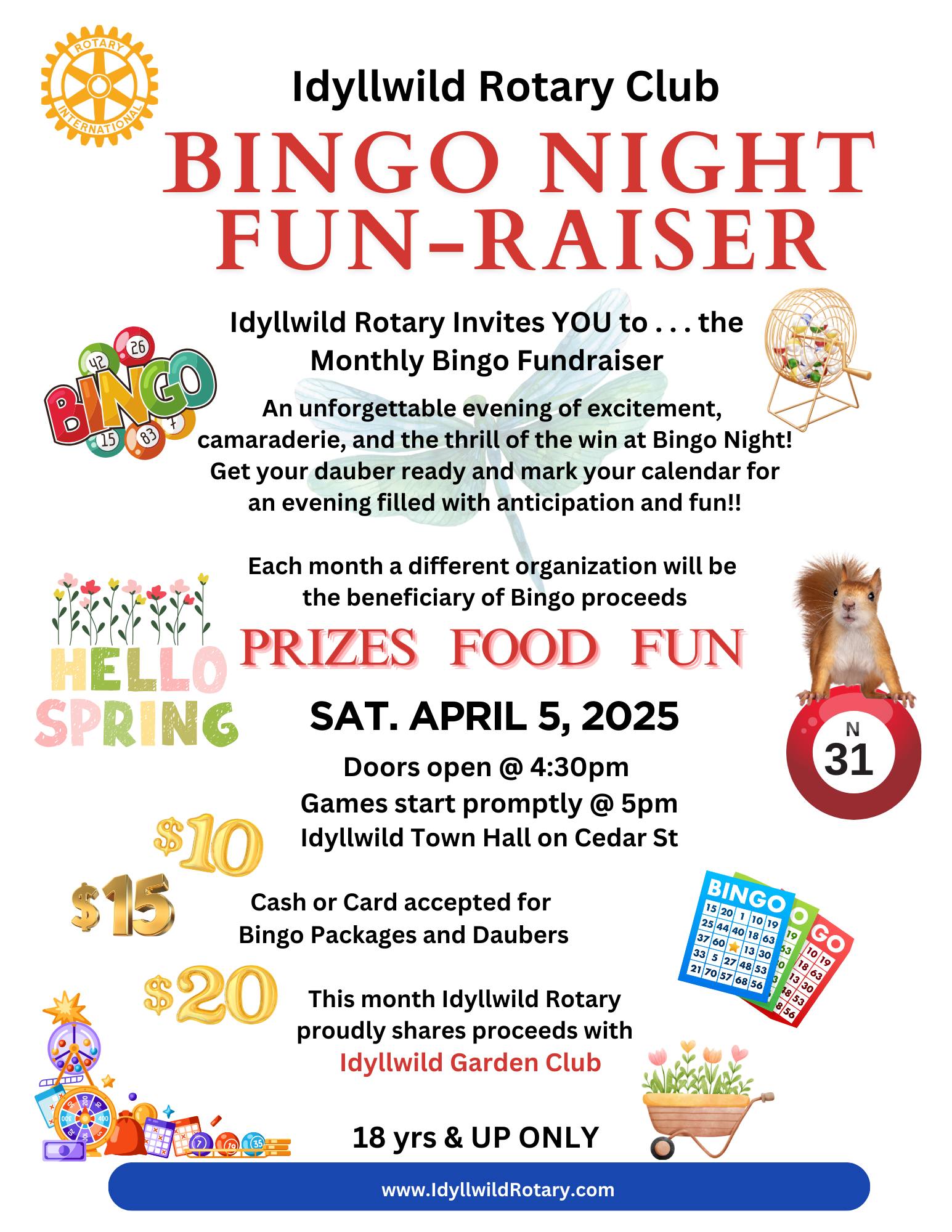bingo night fun-raiser@ town hall - Idyllwild